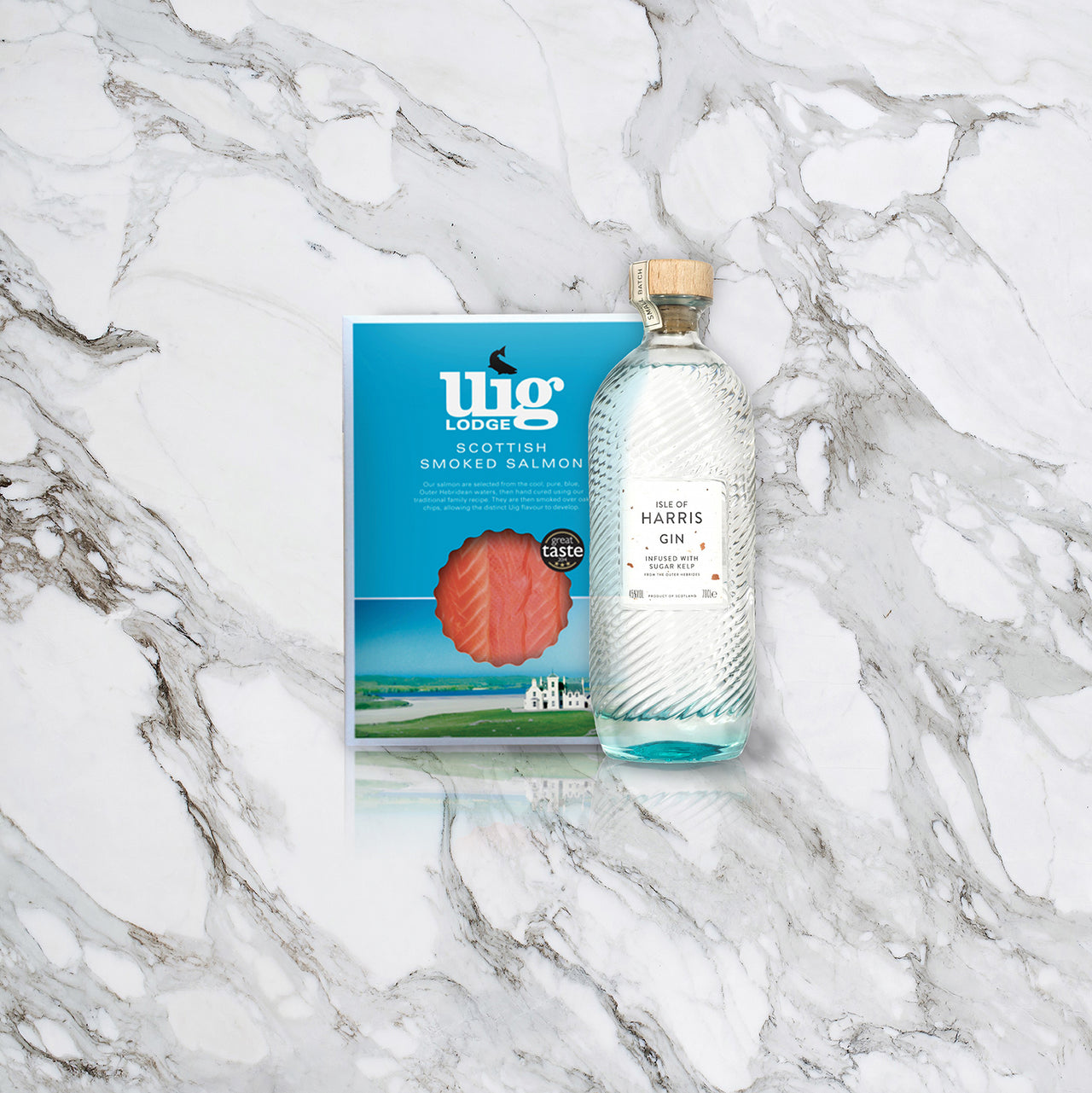 Uig Lodge Smoked Salmon and Harris Gin hamper | Made Scotland